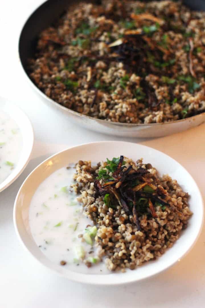 One-Pot Mujadara (Syrian Bulgur and Lentils) with Cucumber Mint Yogurt ...
