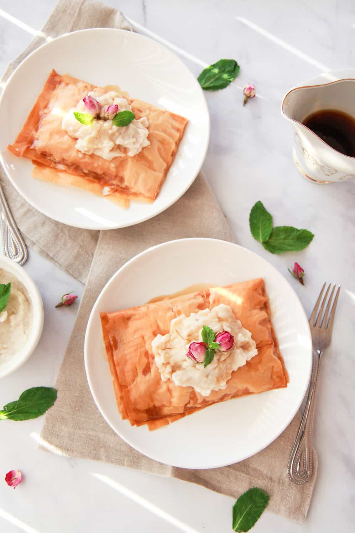 Vegan Kahi with Geymar | Iraqi Pastry with Thick Oat Cream - Zen and Zaatar