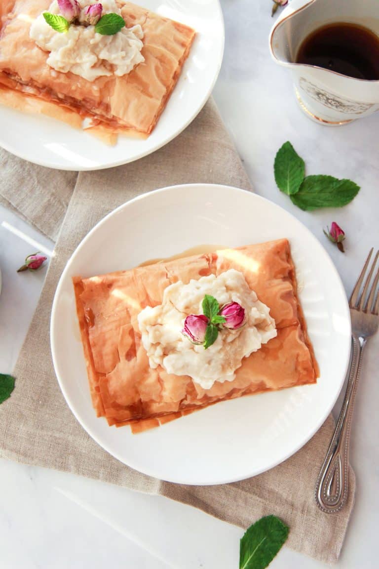 Vegan Kahi with Geymar | Iraqi Pastry with Thick Oat Cream - Zen and Zaatar